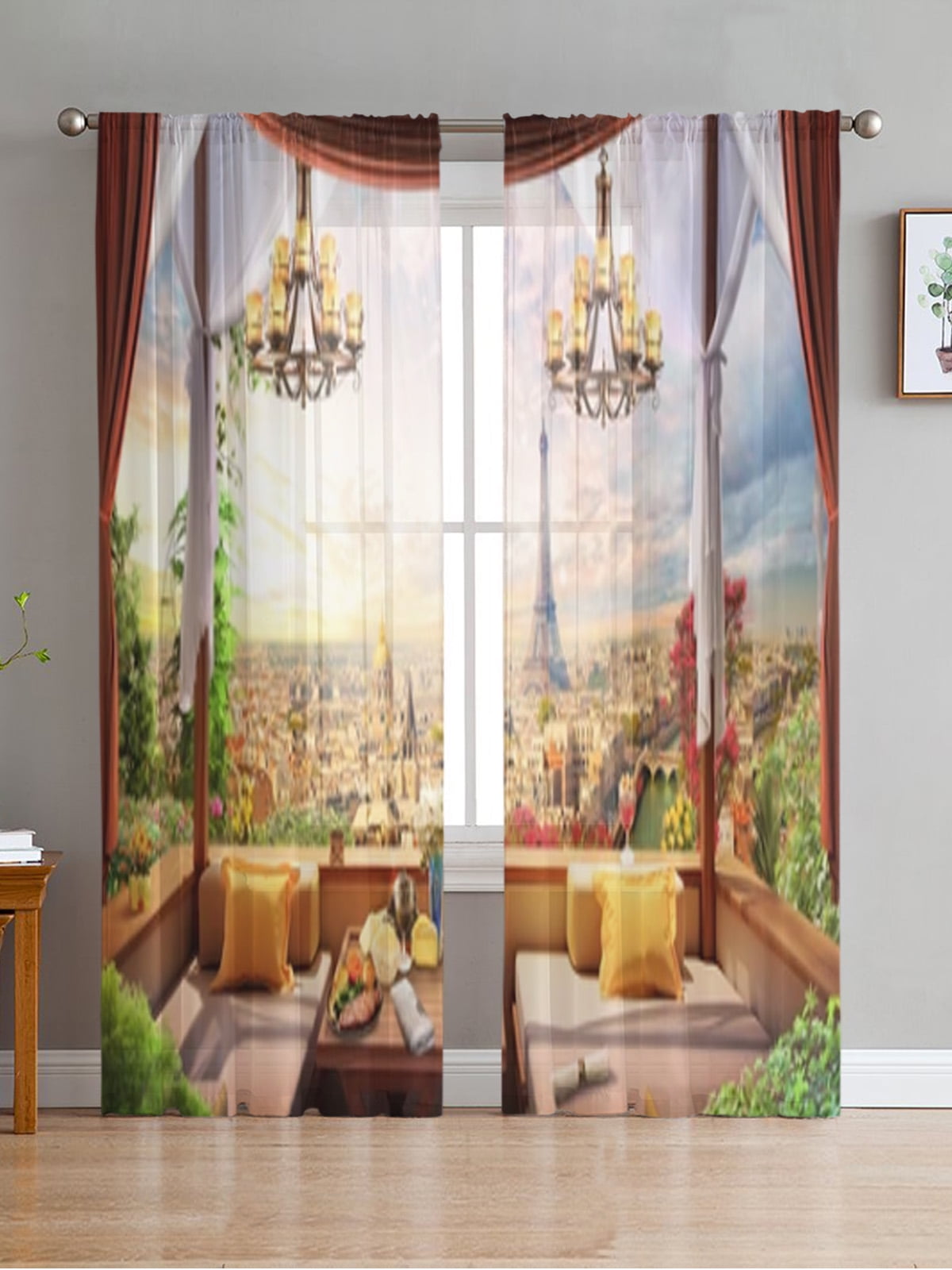 Balcony In Paris Chiffon Sheer Curtains For Living Room Bedroom r ...