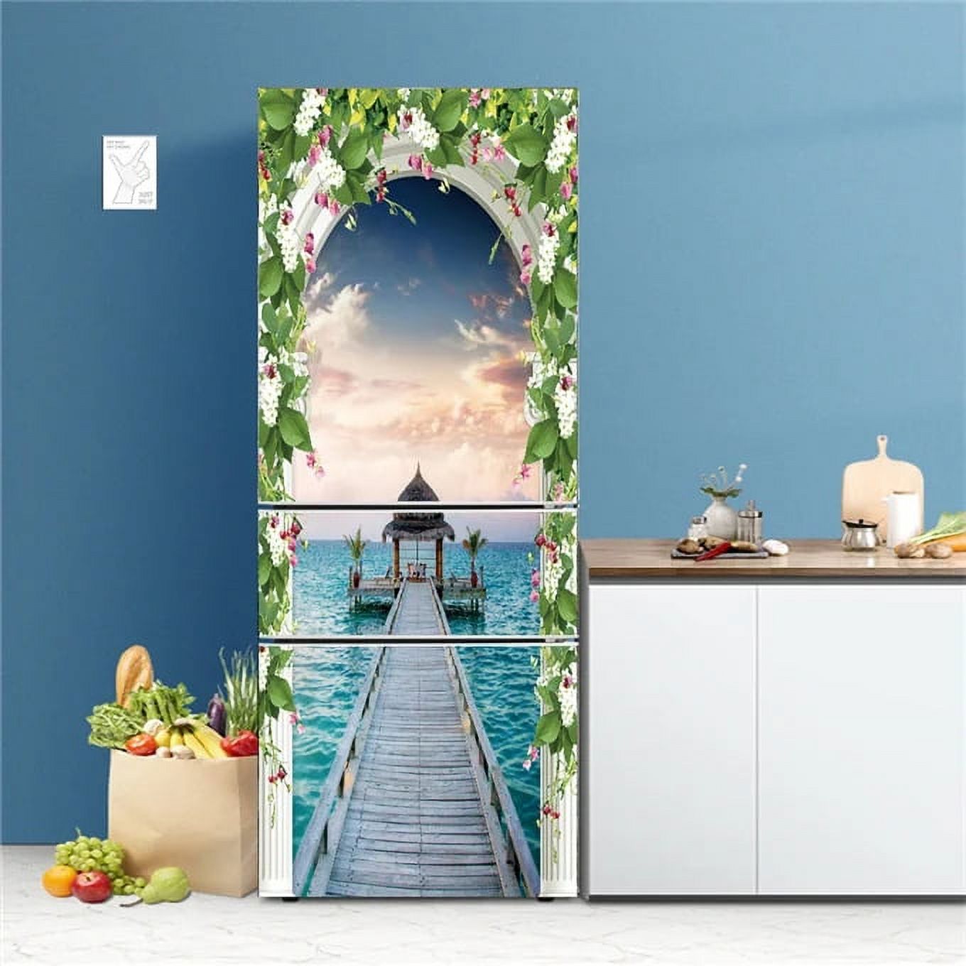 Balcony Lake Refrigerator Sticker Removable Fridge Door rations Self ...