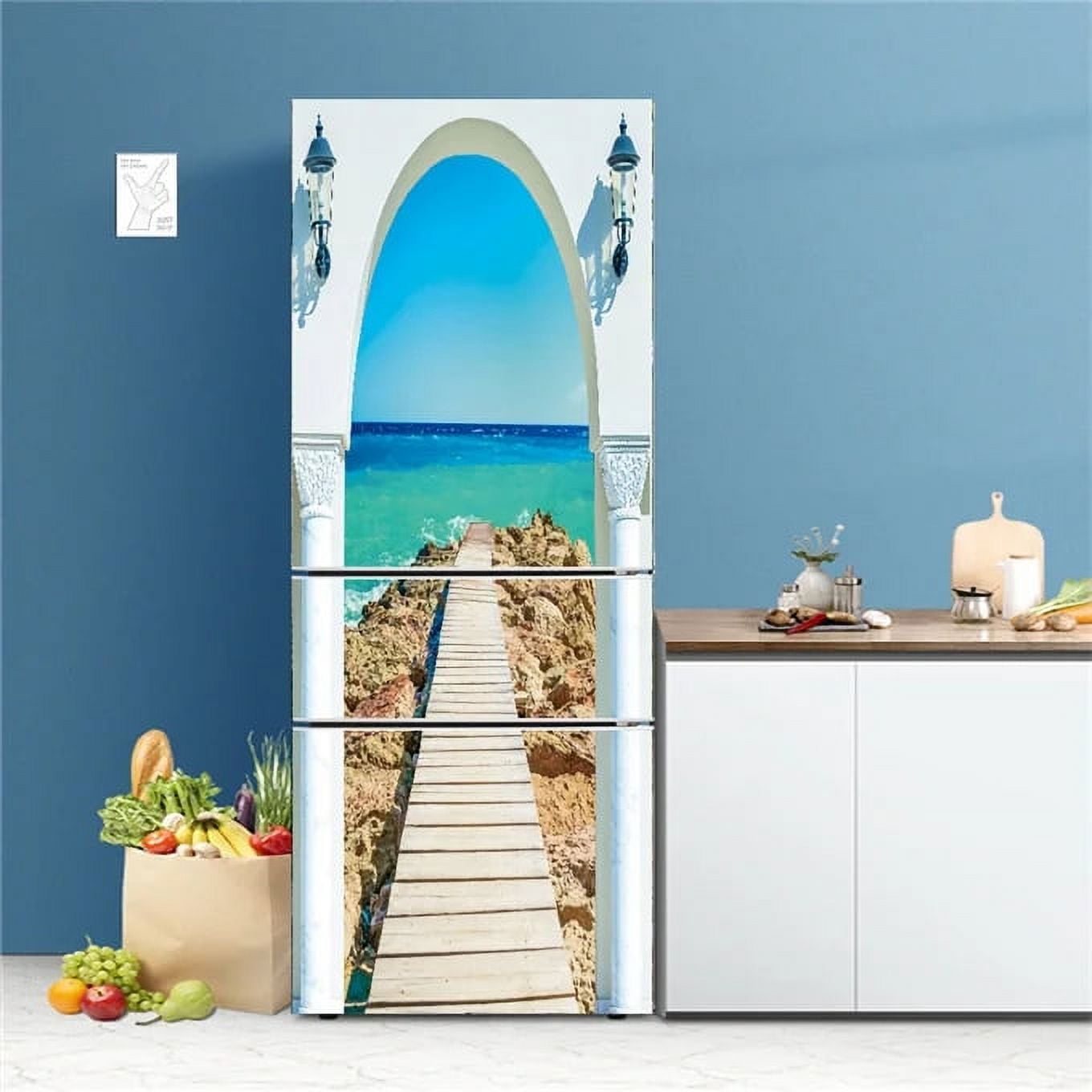 Balcony Lake Refrigerator Sticker Removable Fridge Door rations Self ...