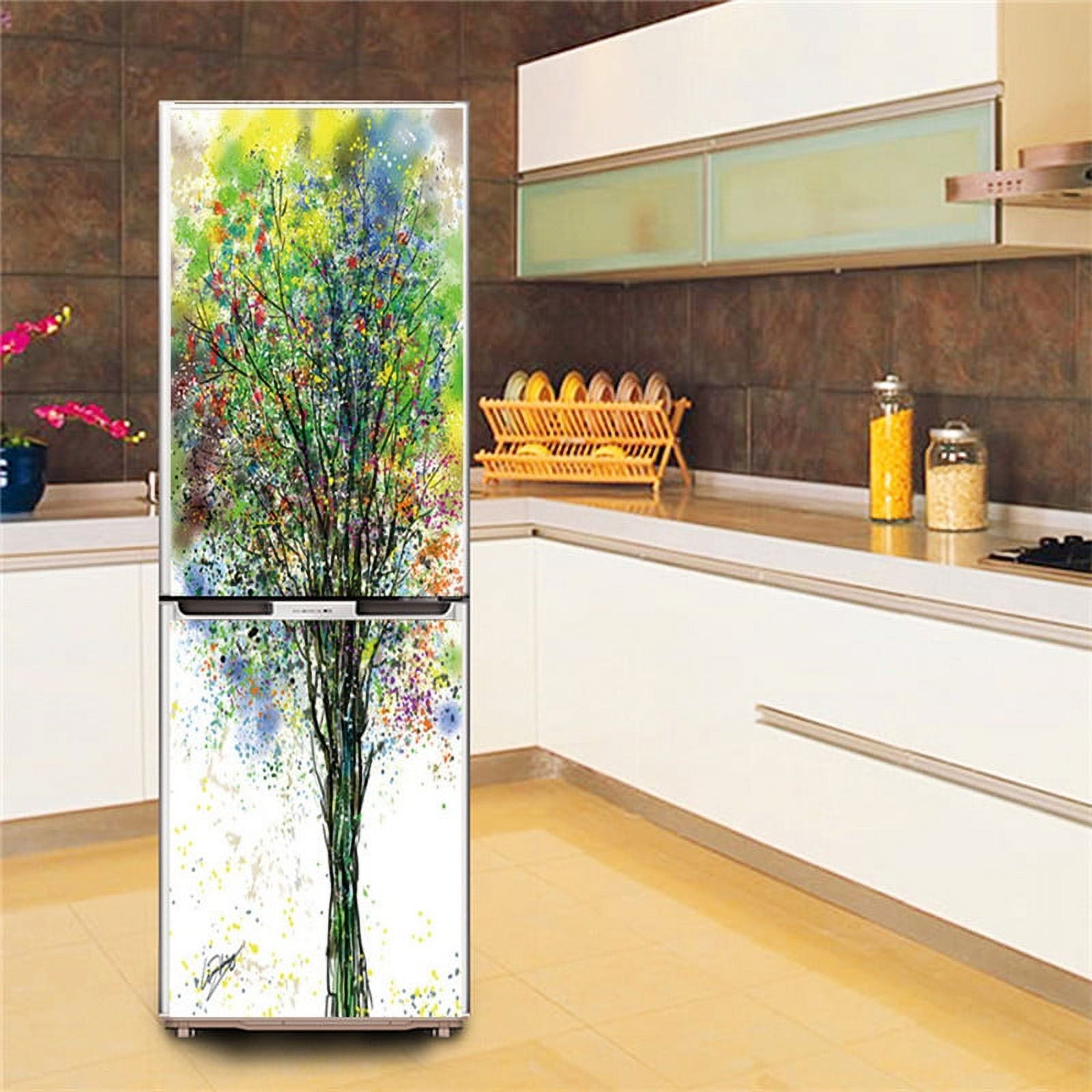Balcony Lake View 3D Fridge Stickers Refrigerator Cover Door Landscape ...