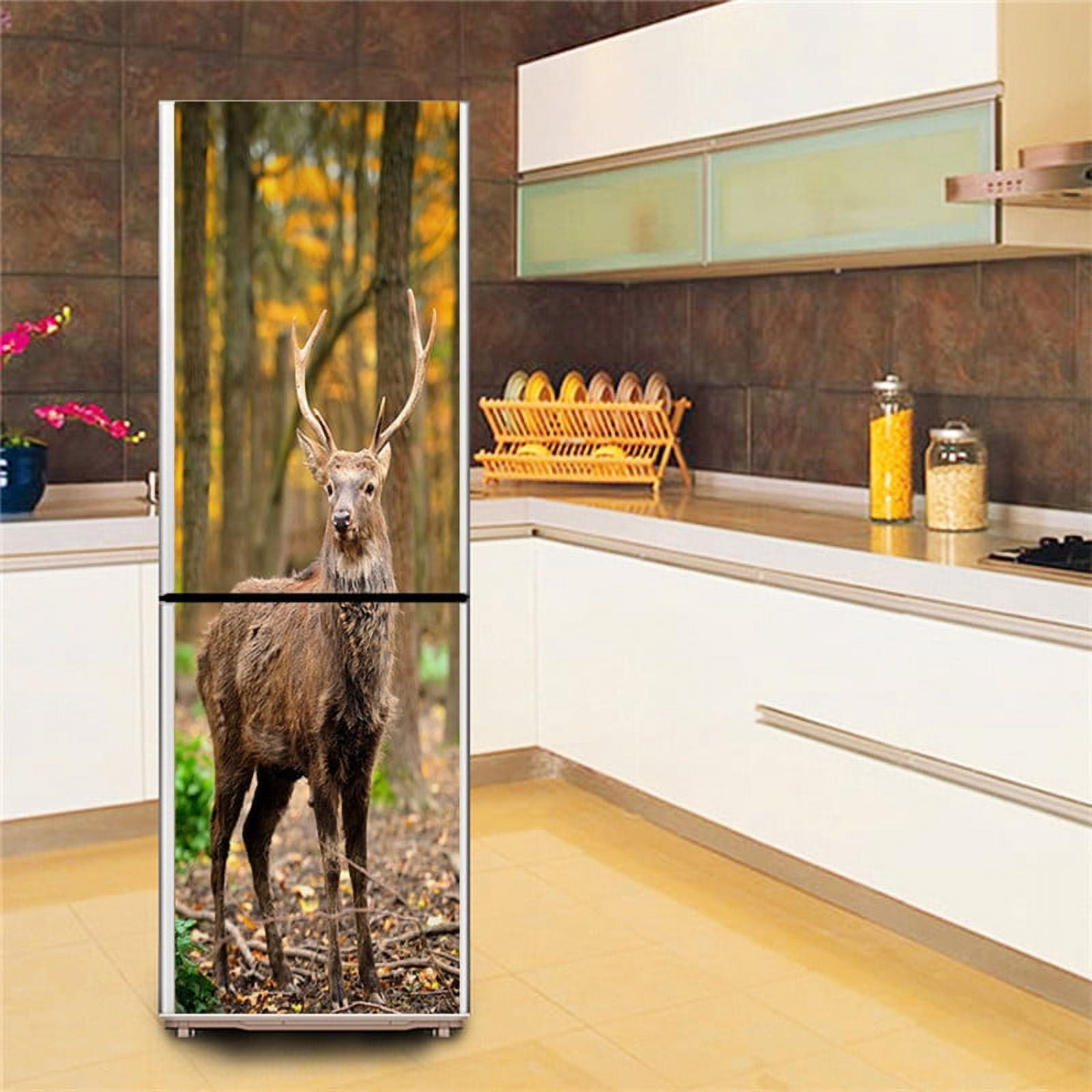 Balcony Lake View 3D Fridge Stickers Refrigerator Cover Door Landscape ...