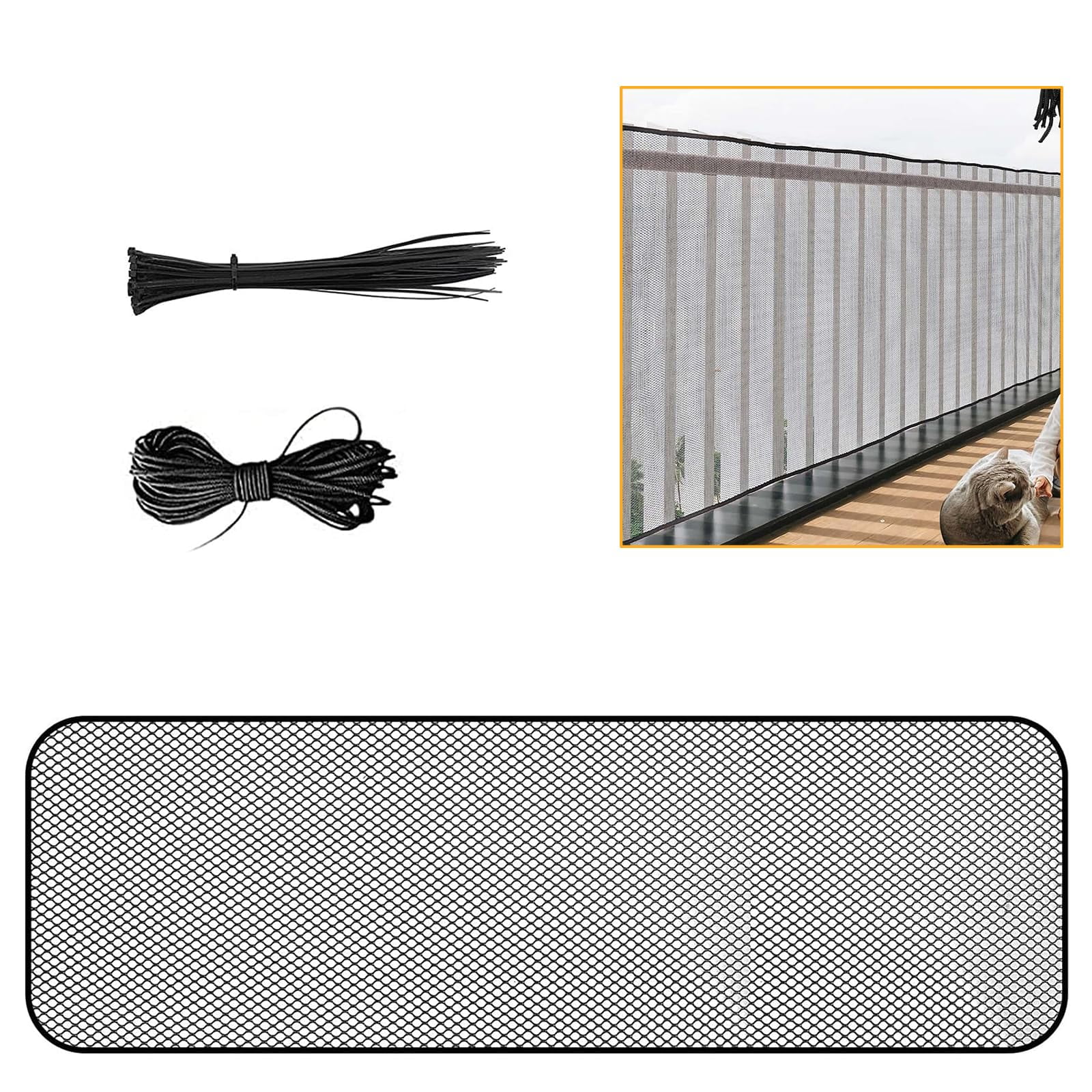 Balcony Netting for Pets Stairway Net for Balcony, 9.84ft x 2.4ft Thick ...