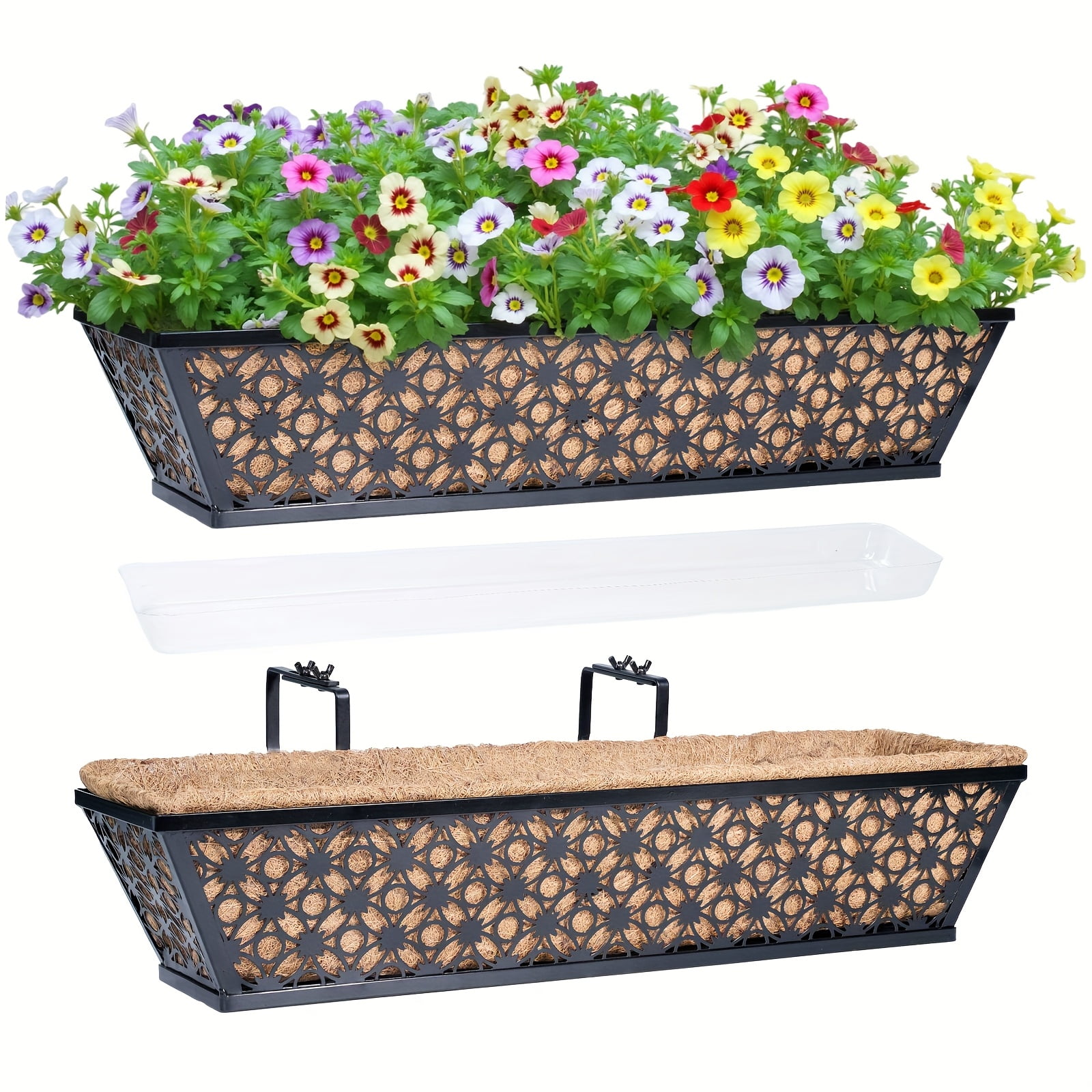 Balcony Planters Railing Hanging - 24 Inch Window Boxes With Adjustable ...