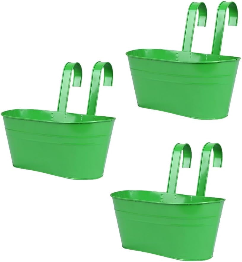 Balcony Planters Railing Hanging, Hanging Flower Pots, Metal Iron Wall ...