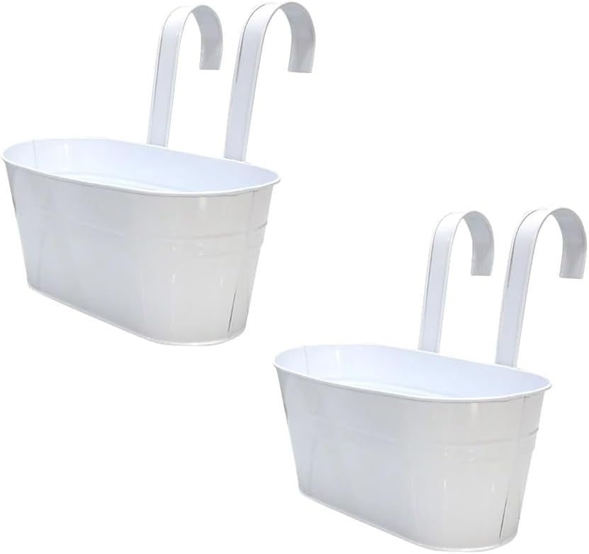 Balcony Planters Railing Hanging, Hanging Flower Pots, Metal Iron Wall ...