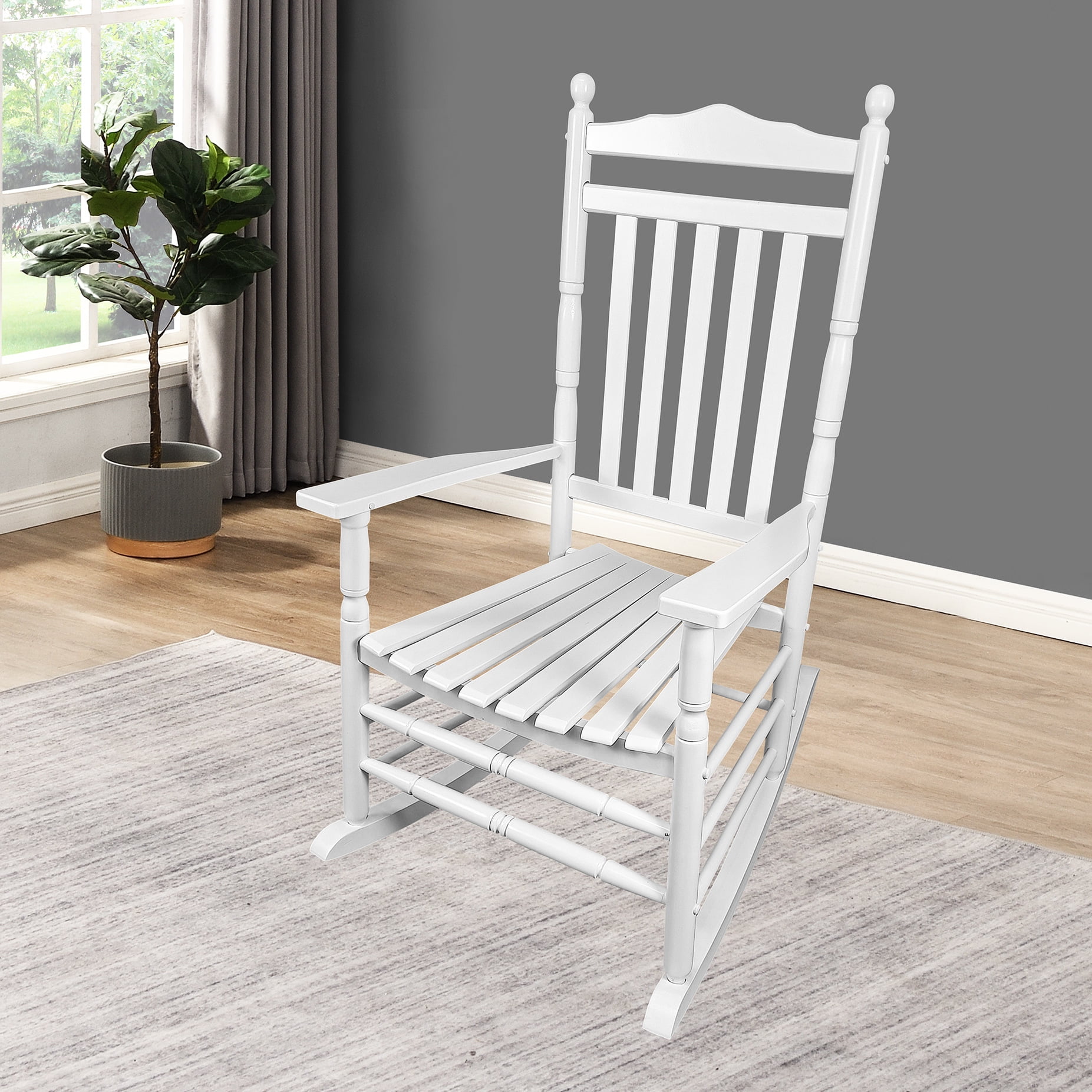 Balcony Porch Adult Rocking Chair - White Constructed From Solid Wood ...