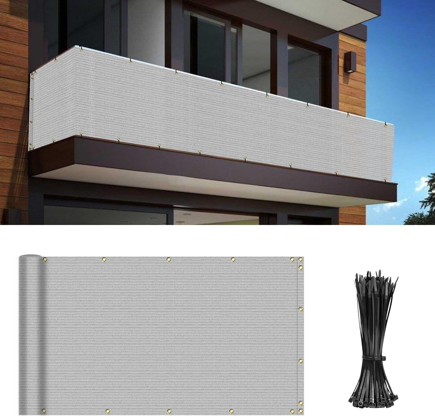 Balcony Privacy Fence Screen 3' x 33' Mesh Windscreen Fencing Shield ...