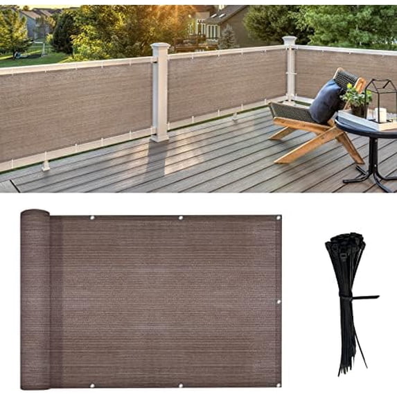 Balcony Privacy Screen, 3'x10' Brown Deck Shield Screen Fence Cover ...