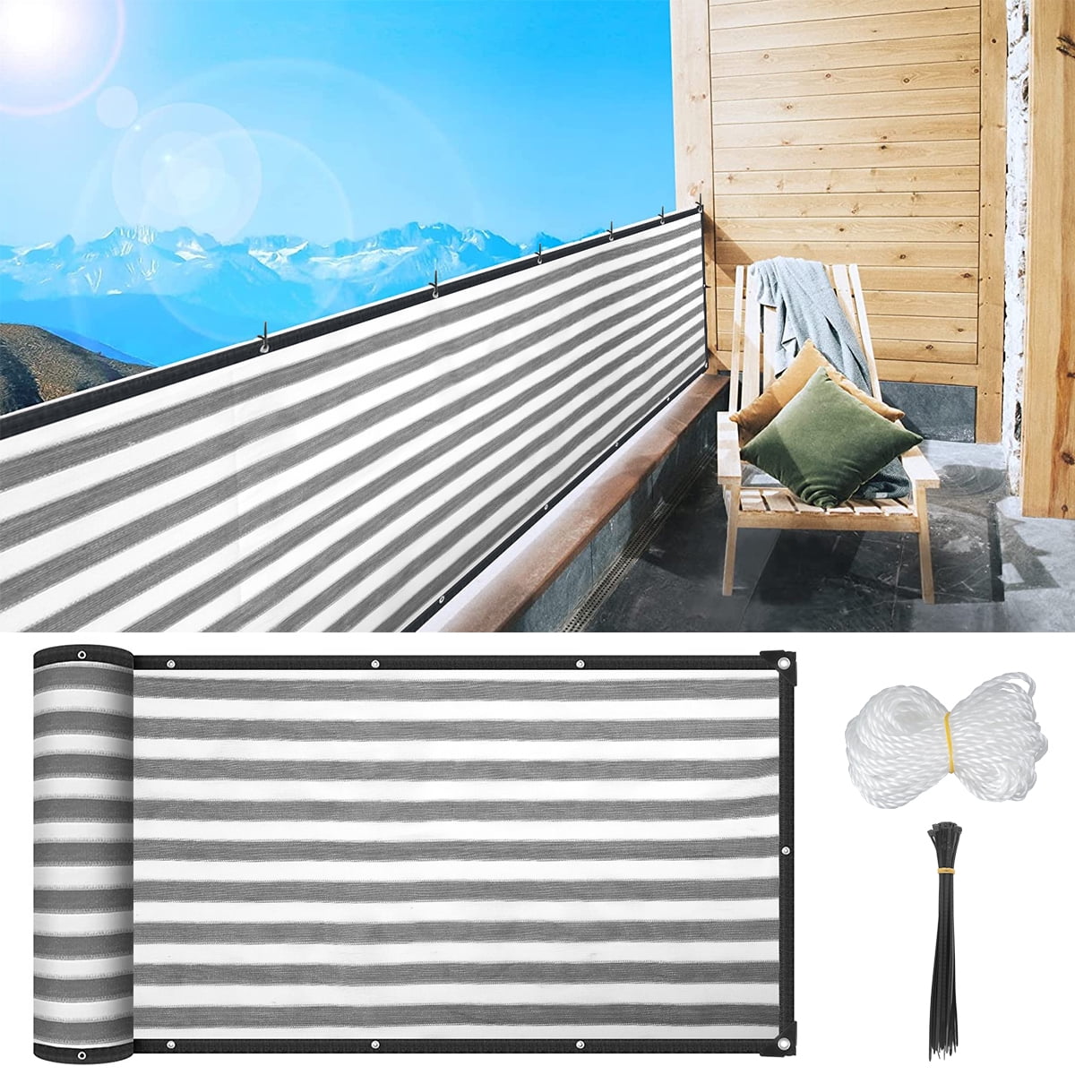 Balcony Privacy Screen 95% Shading UV-Resistant Fence Screen Heat ...