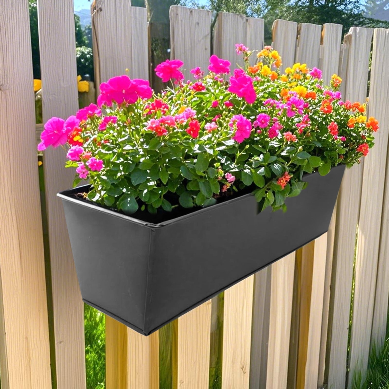 Balcony Railing Planter Box - 10 Inch Metal Hanging Flower Pot for ...
