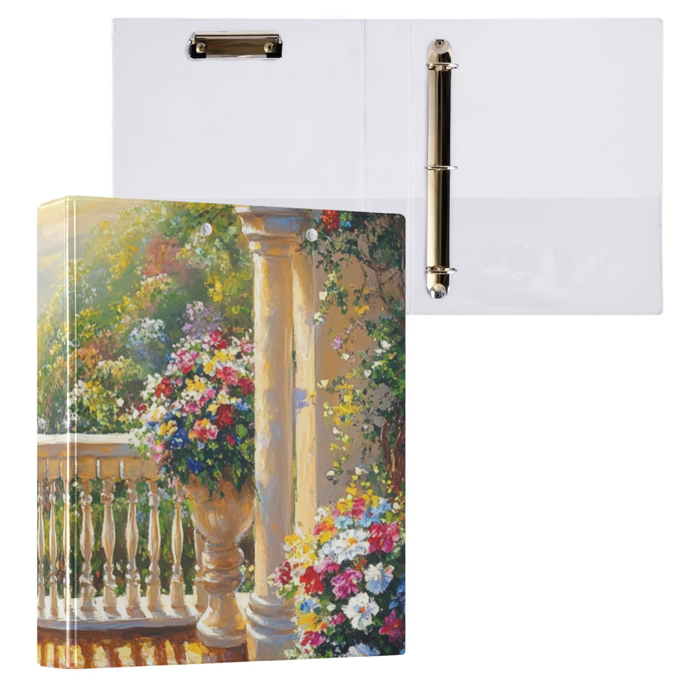 Balcony Sunshine Flowers 3 Ring Binders 1.5 inch Hardcover File Folders ...