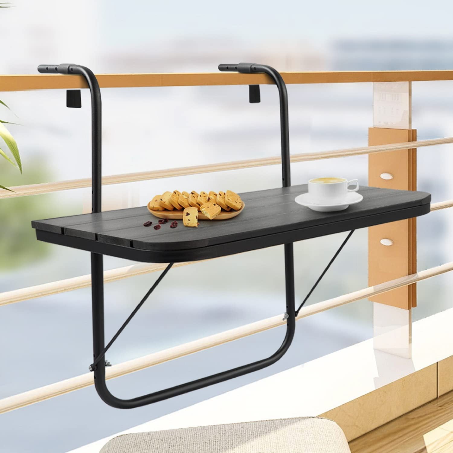 Balcony Table Hanging Deck Railing Table Outdoor Balcony Bar Table for ...