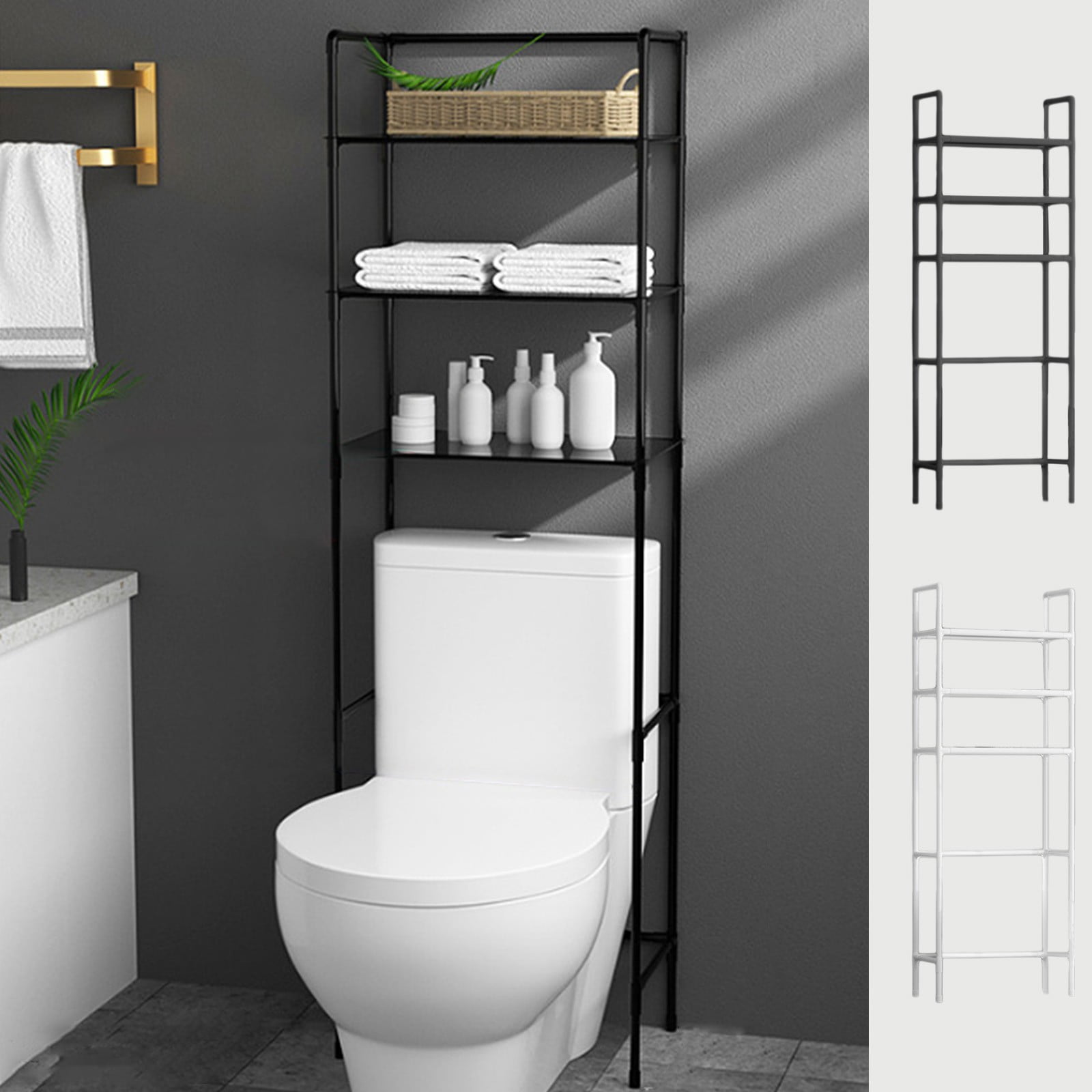 Balcony Wall Mounted Storage Rack, Stainless Steel, Open Shelf Design ...