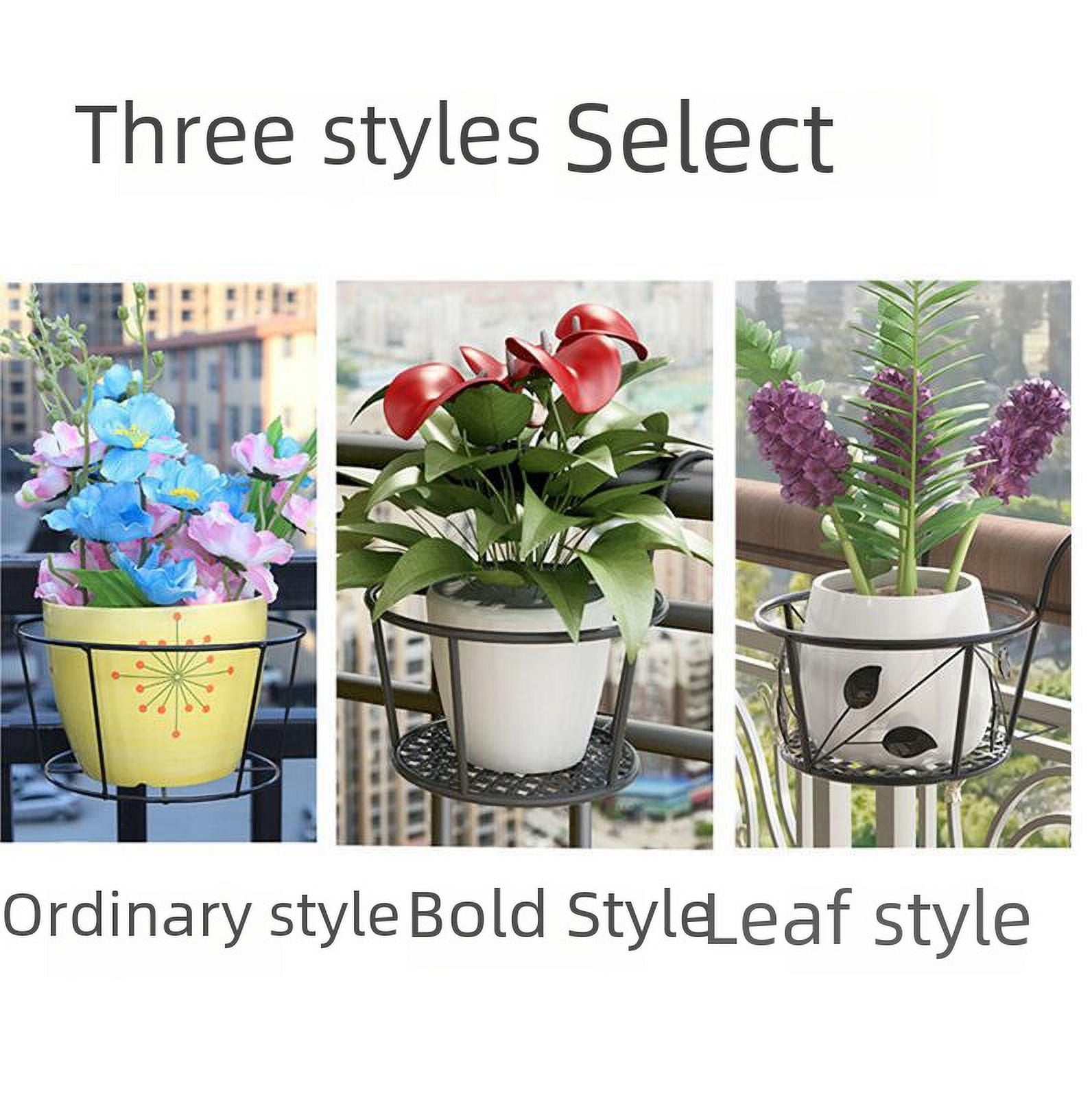 Balcony flower rack wrought iron hanging flower pot rack railing green ...