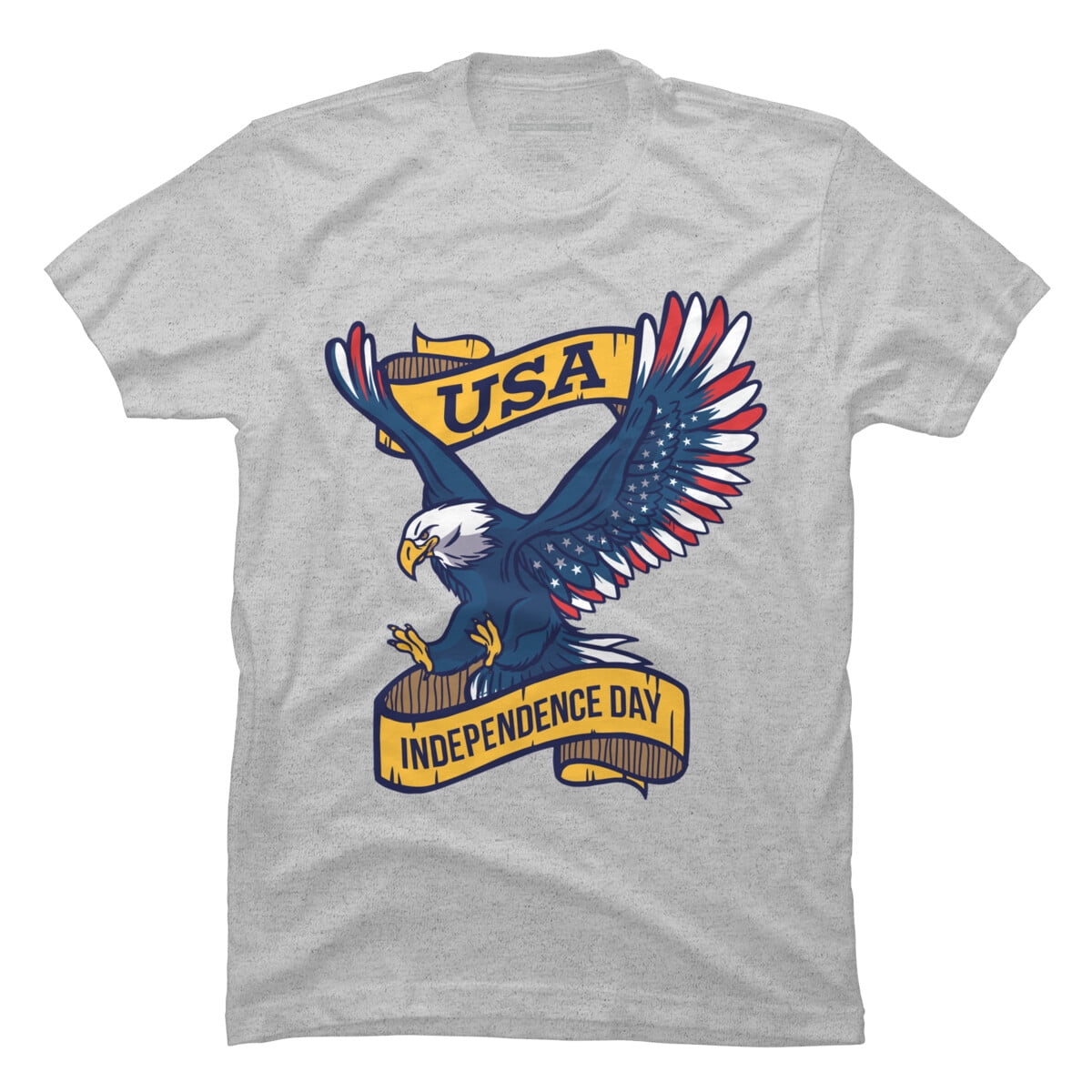 Bald Eagle 4th July Day Mens Athletic Heather Cream Graphic Tee ...