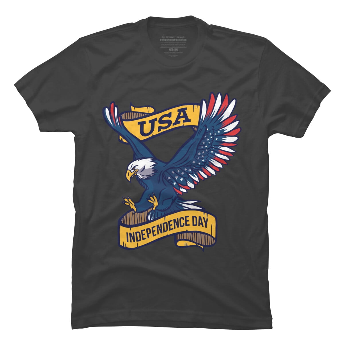 Bald Eagle 4th July Day Mens Charcoal Gray Graphic Tee - Design By ...