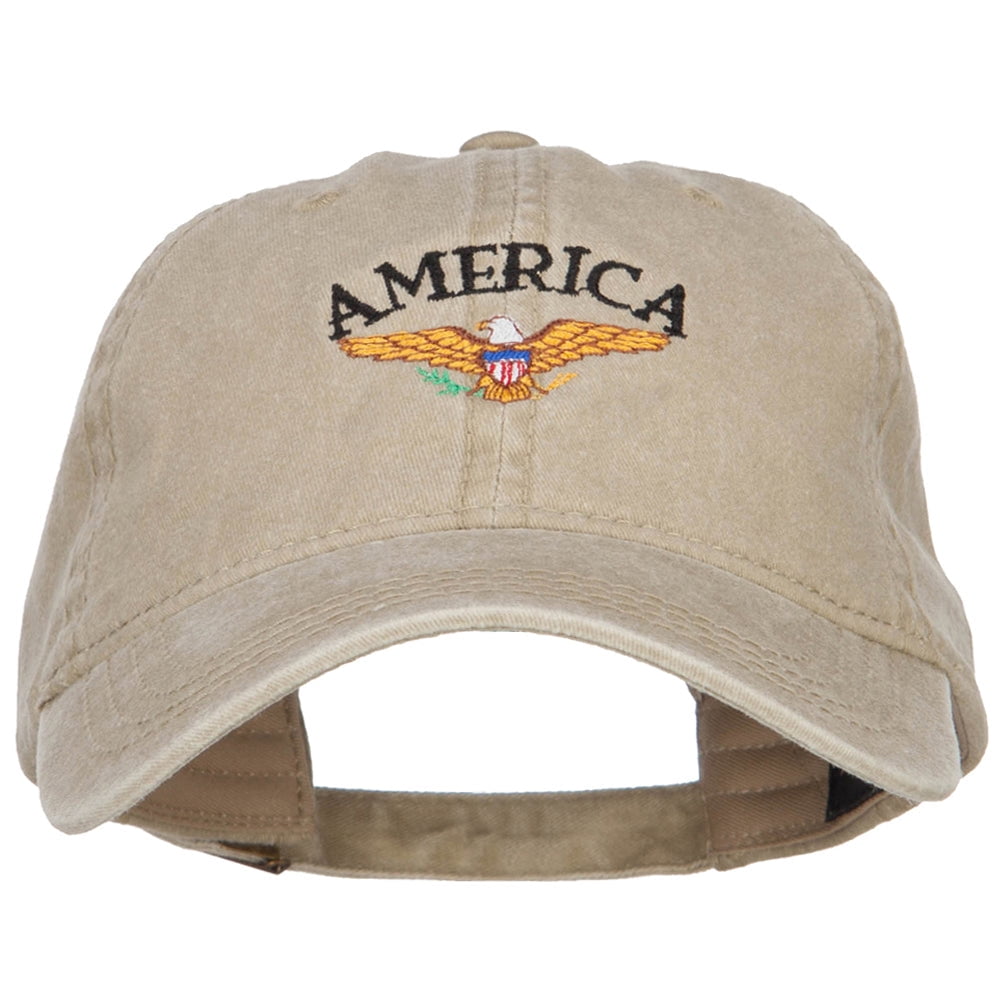 Bald Eagle America Embroidered Washed Cap - Khaki OSFM - Walmart.com