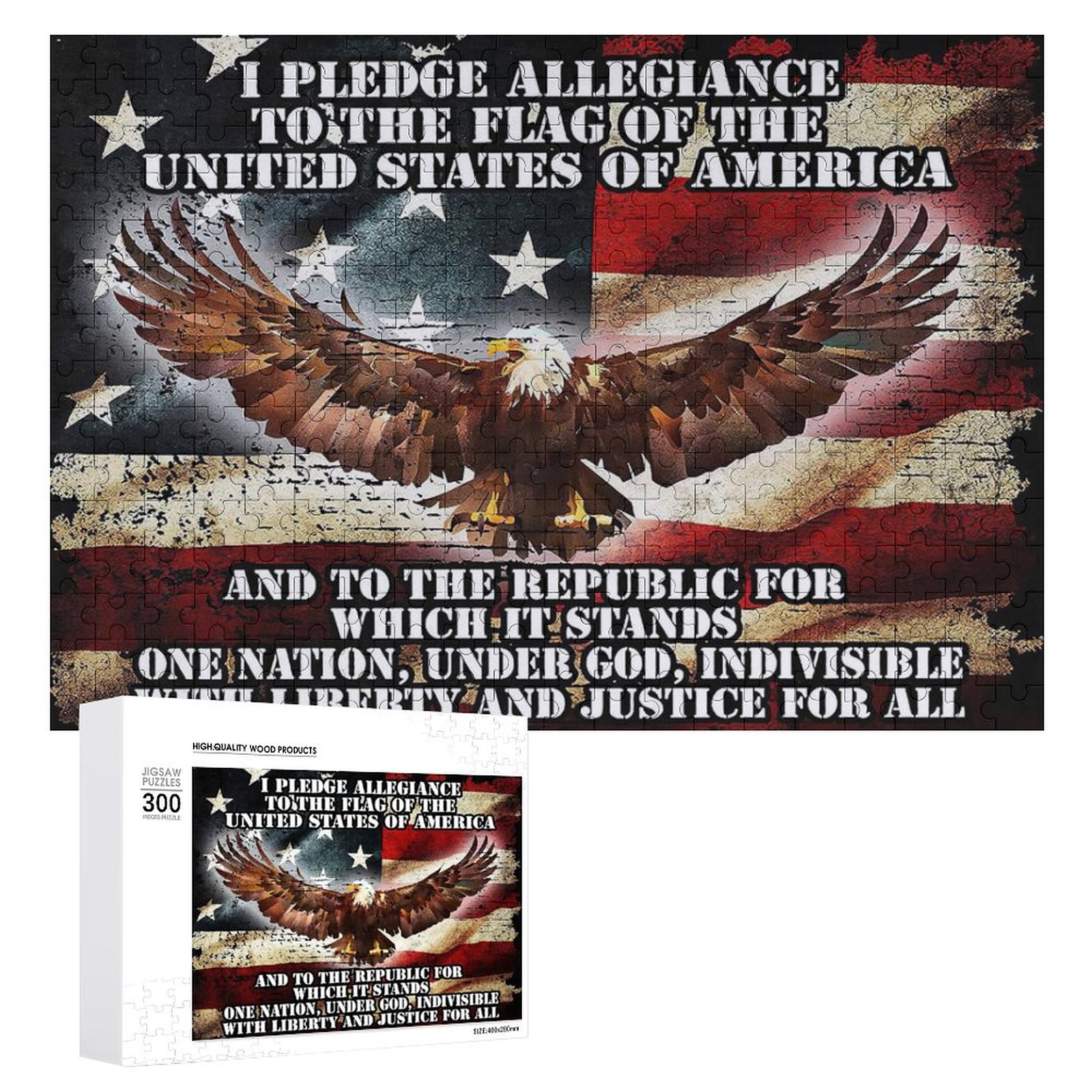 Bald Eagle American Flag 300 Piece Jigsaw Puzzle for Adults and ...