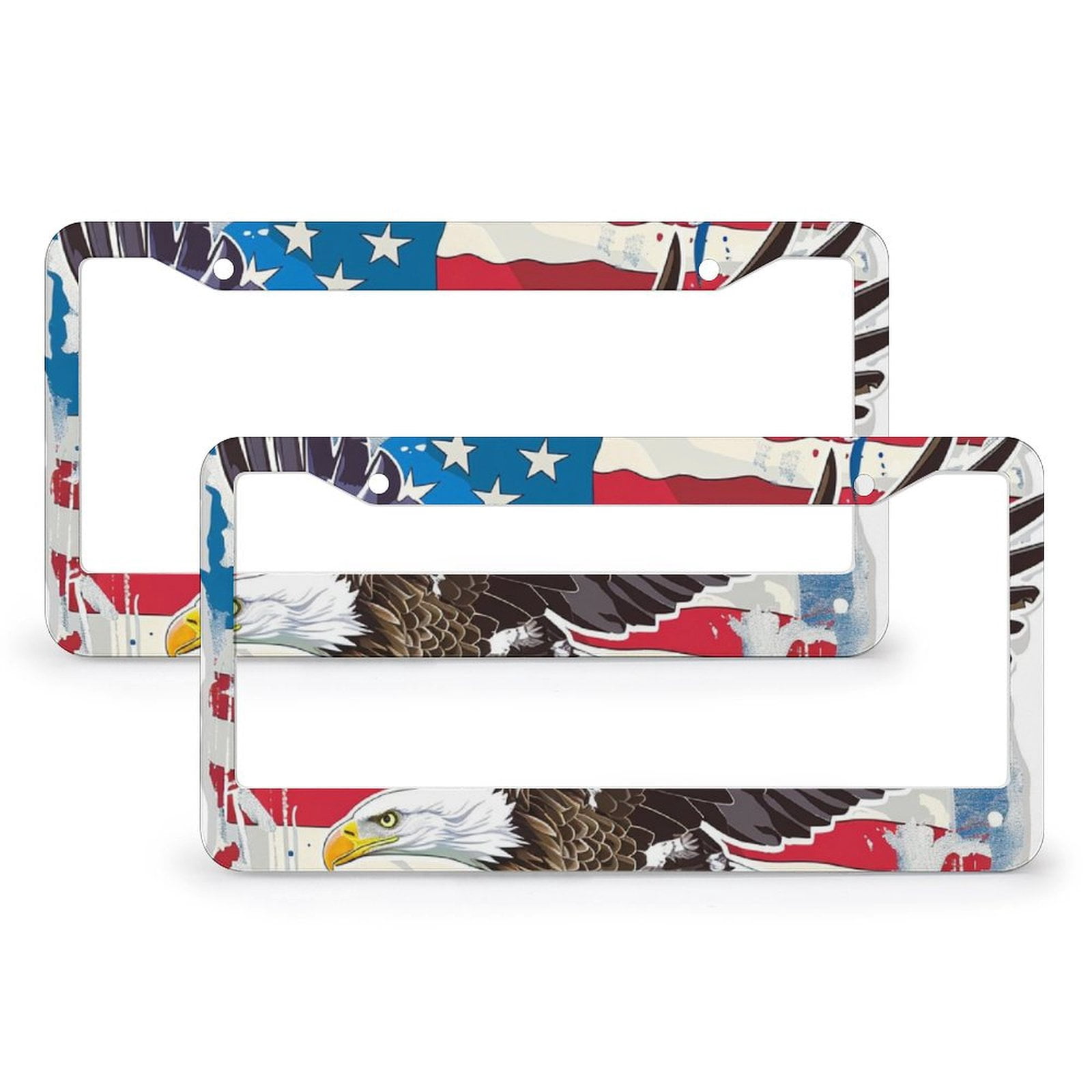 Bald Eagle with American Flag License Plate Cover 2 Pcs Set Memorial ...