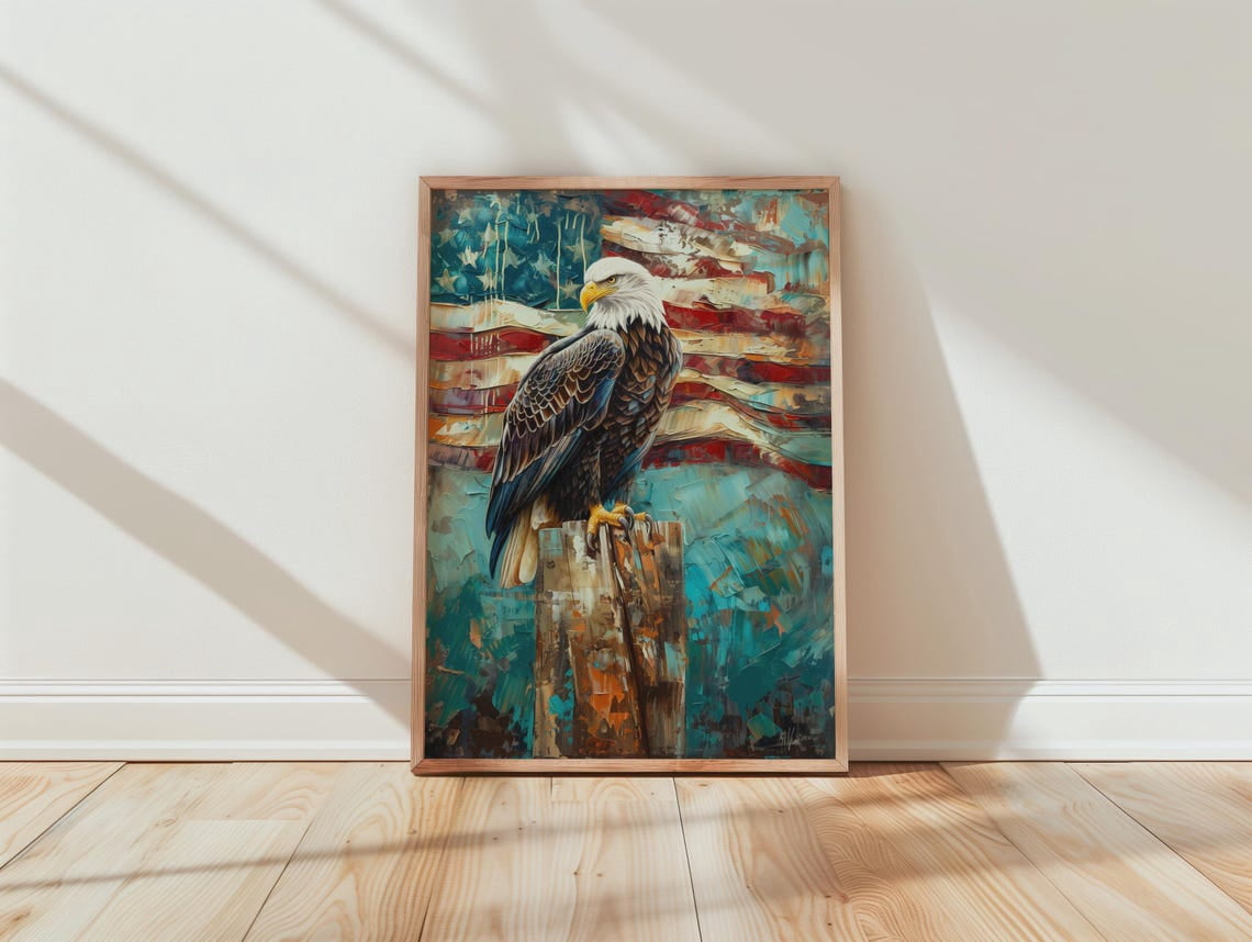 Bald Eagle American Flag Mixed Media Patriotic Living Room Graphic ...