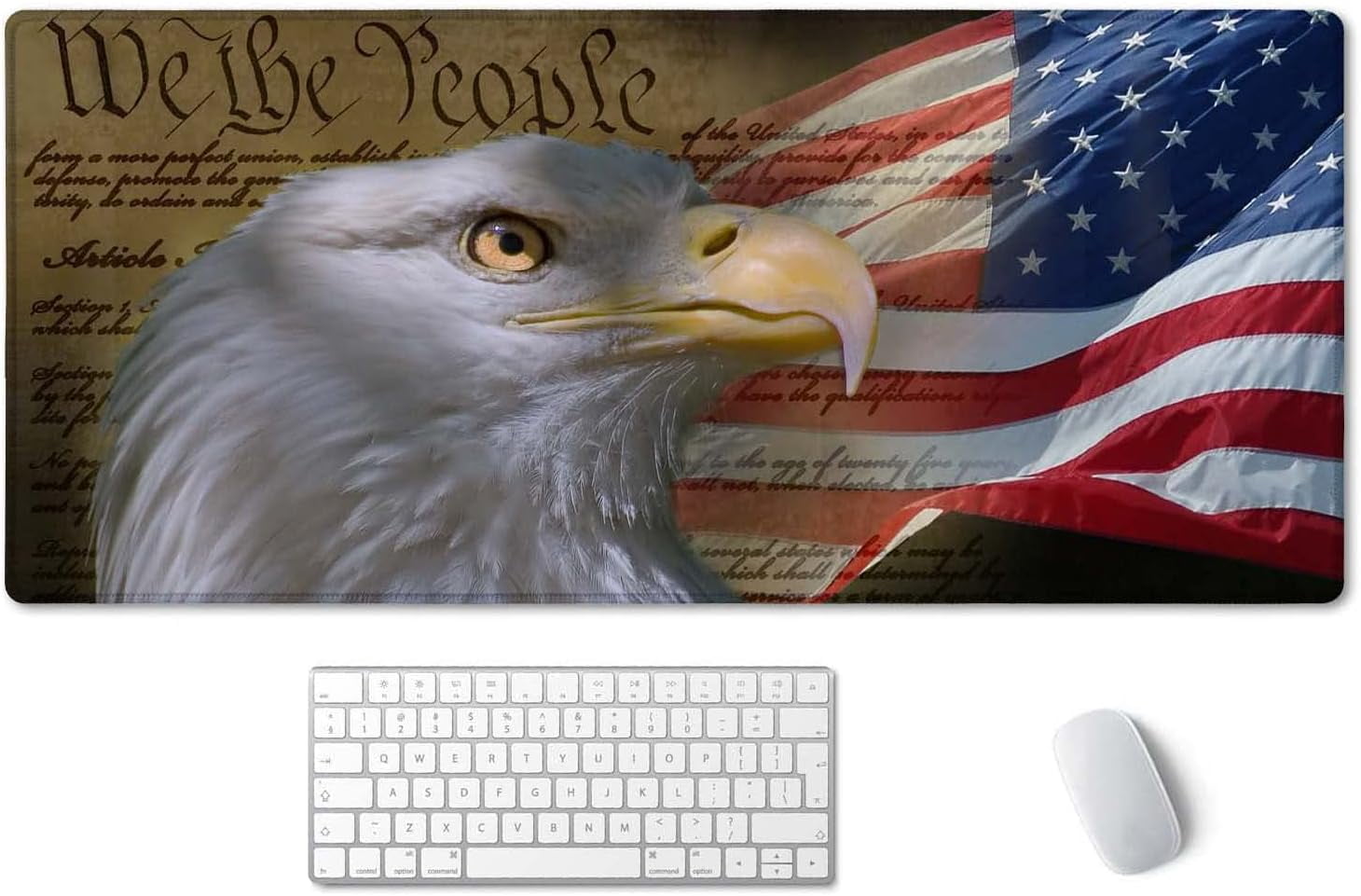 Bald Eagle on American Flag Mouse Pad 35.4 x 15.7 Inch XXL Full Desk ...