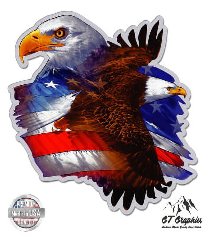 Bald Eagle American Flag Patriotic - 3" Vinyl Sticker - For Car Laptop ...
