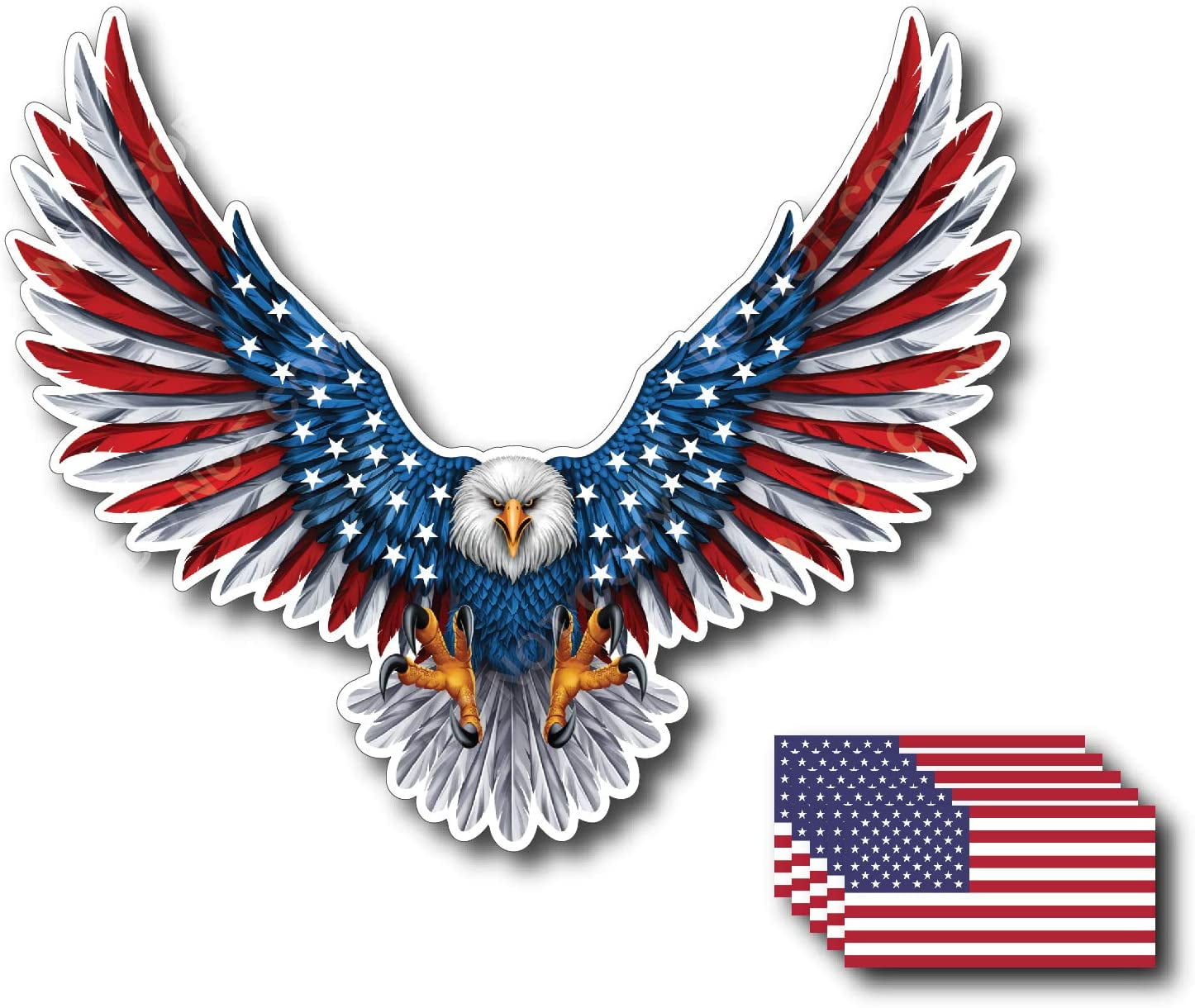 Bald Eagle American Flag Sticker/Decal - 5" x 6" Inch 3M Vinyl Decal (6 ...
