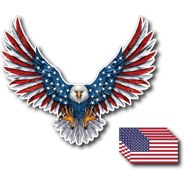 Bald Eagle American Flag Sticker/Decal - 5" x 6" Inch 3M Vinyl Decal (6 ...