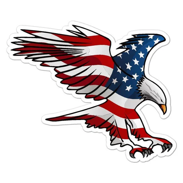 Bald Eagle American Flag Sticker Indoor Outdoor Phone Decal Water ...