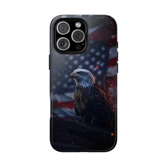 Bald Eagle American USA Flag Scene Phone Case for iPhone 11 to 16 Pro ...