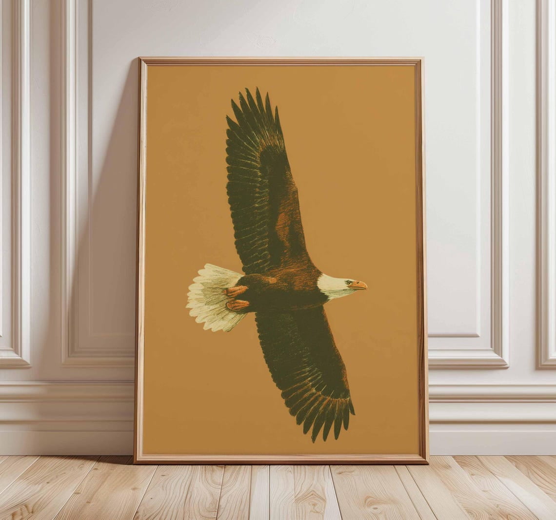 Bald Eagle American Wildlife Soaring Majestic Bird Nature Wall Decor ...