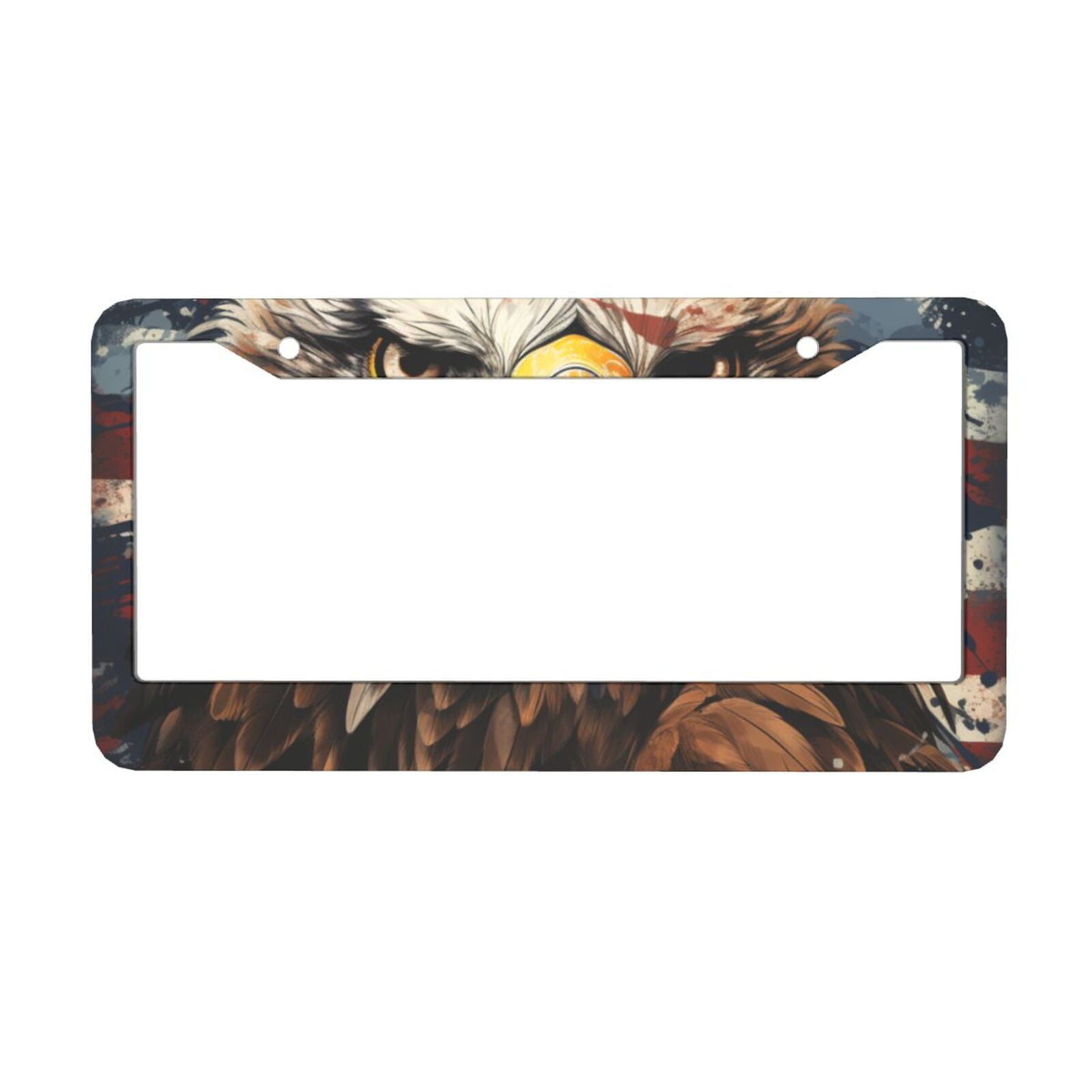 Bald Eagle And American Flag Cool Car License Plate Frame Aluminum ...