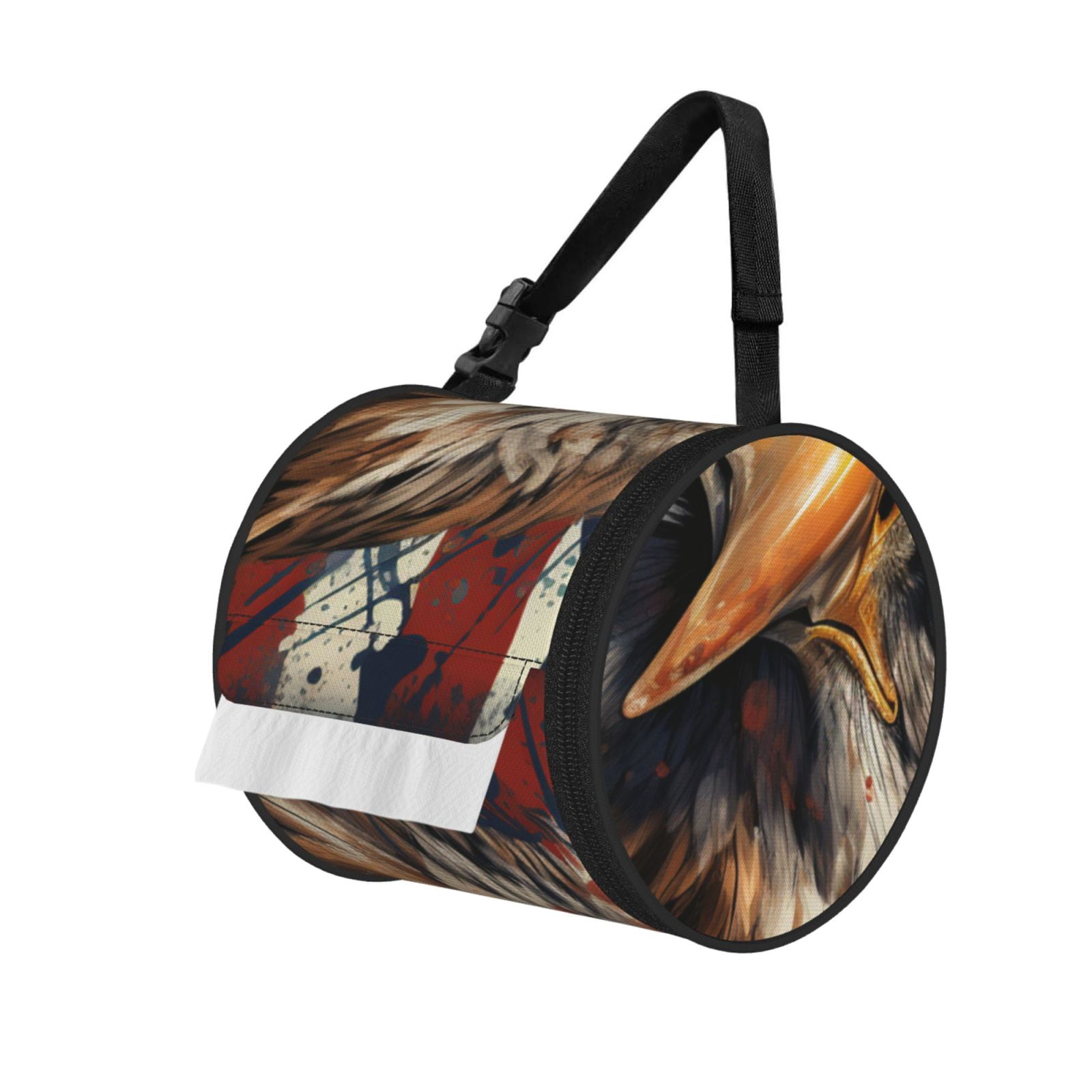 Bald Eagle And American Flag Cool Portable Cylinder Toilet Paper Holder ...