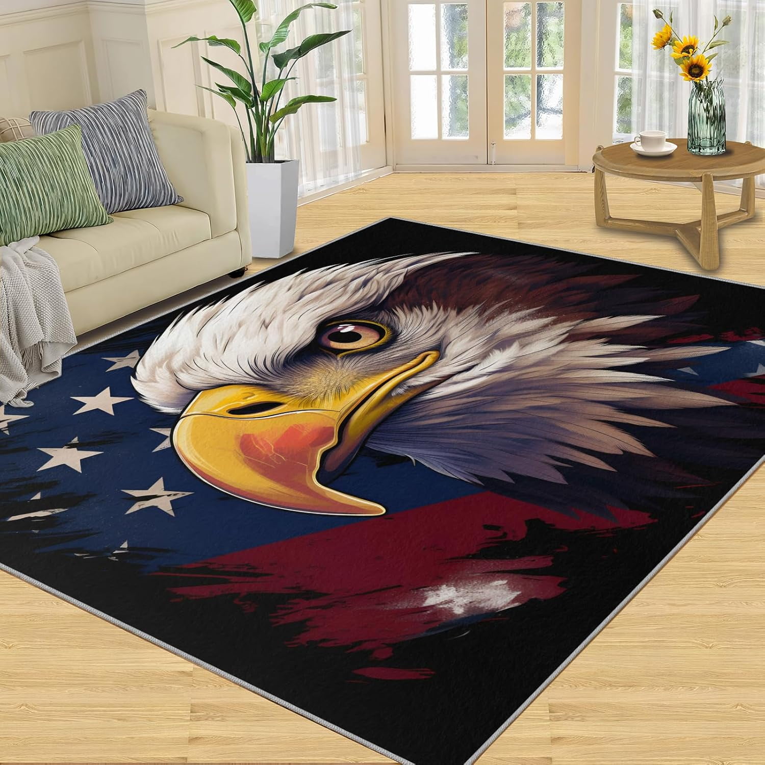 Bald Eagle Area Rug, American Spirit Design - Non-Slip Washable Rugs ...