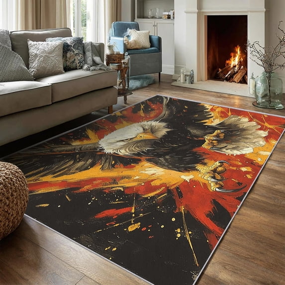 Bald Eagle Area Rugs, Abstract Animal Pattern Carpet, Washable Non Slip ...