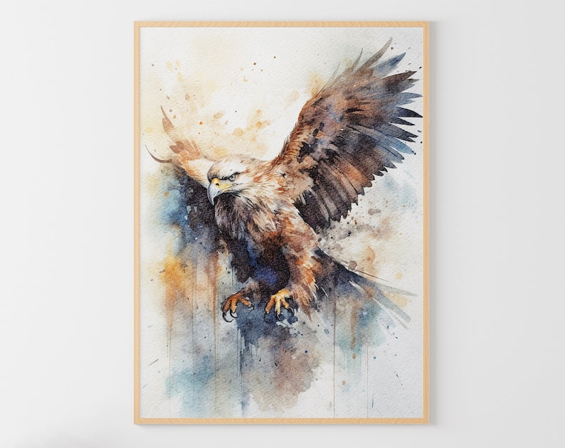 Bald Eagle Art Poster: Wildlife Bird Giclee Poster, Unframed Canvas ...