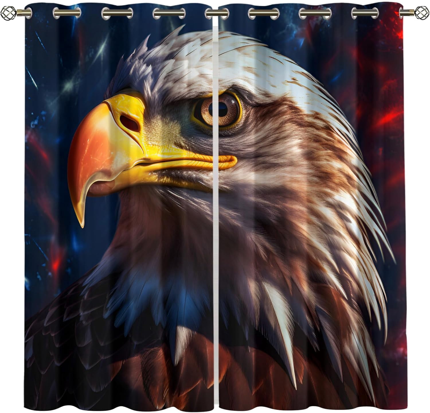 Bald Eagle Blackout Curtains, American Eagle Animal Window Curtains for ...
