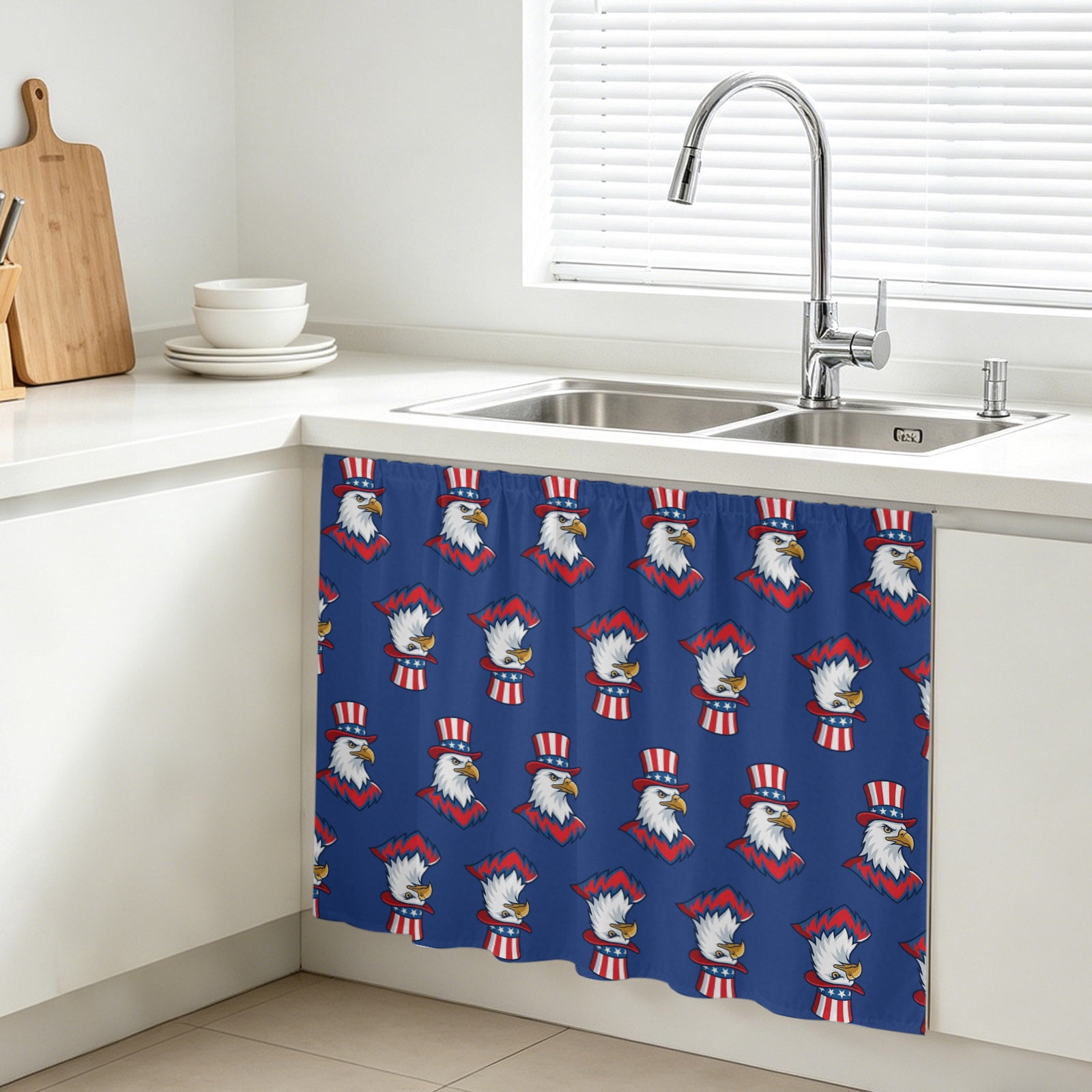 Bald Eagle Cabinet Curtains for Kitchen 11"W x 13"L, 4th of July ...