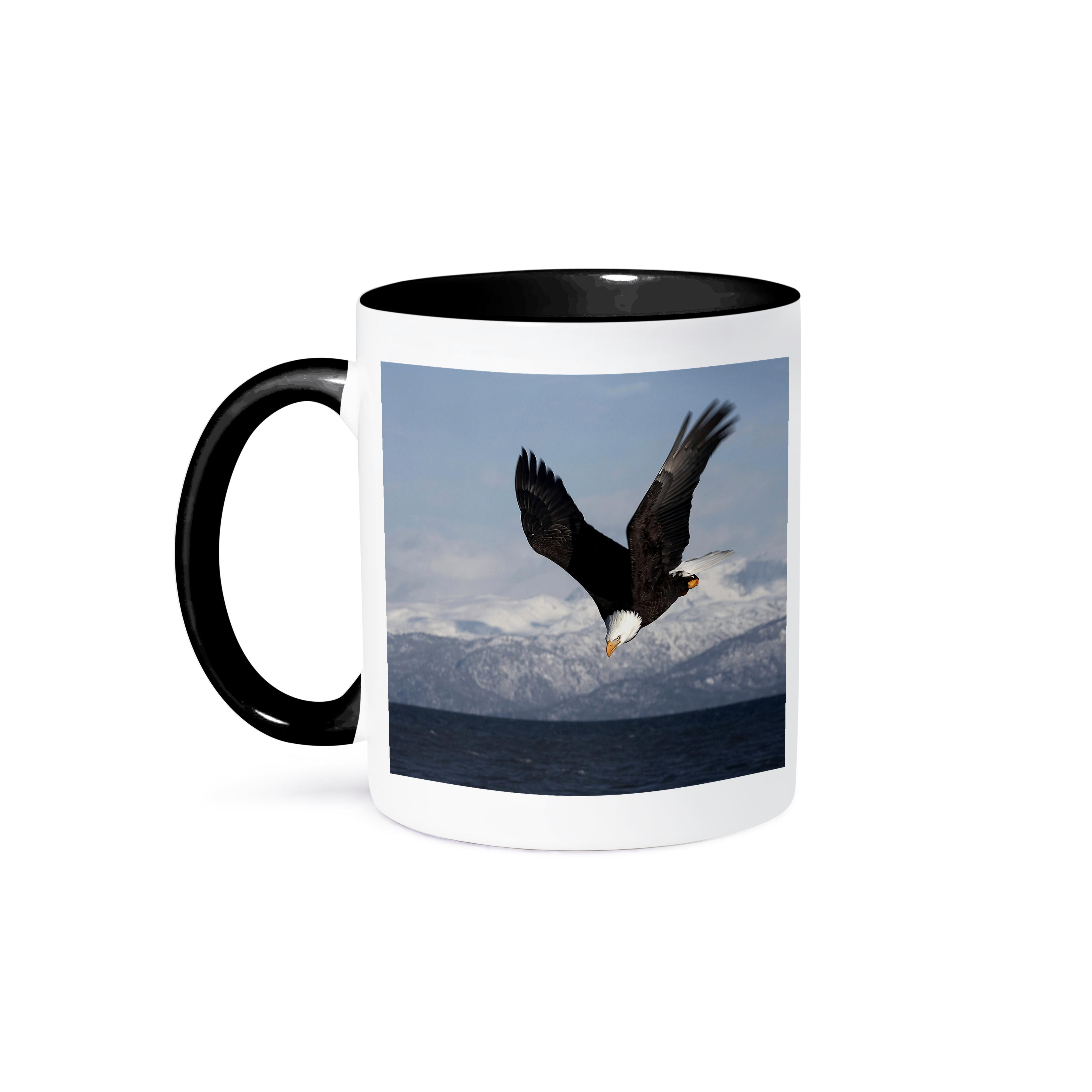 3dRose, Bald Eagle Diving, Homer, Alaska - NA02 DNO0196 - David Northcott, 11oz Two-Tone Black ...