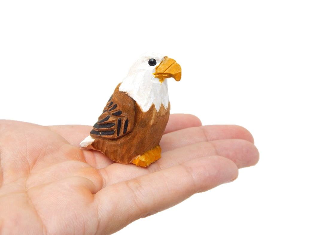 Bald Eagle Figurine - Small Wood Bird Statue Art Handmade Carving ...