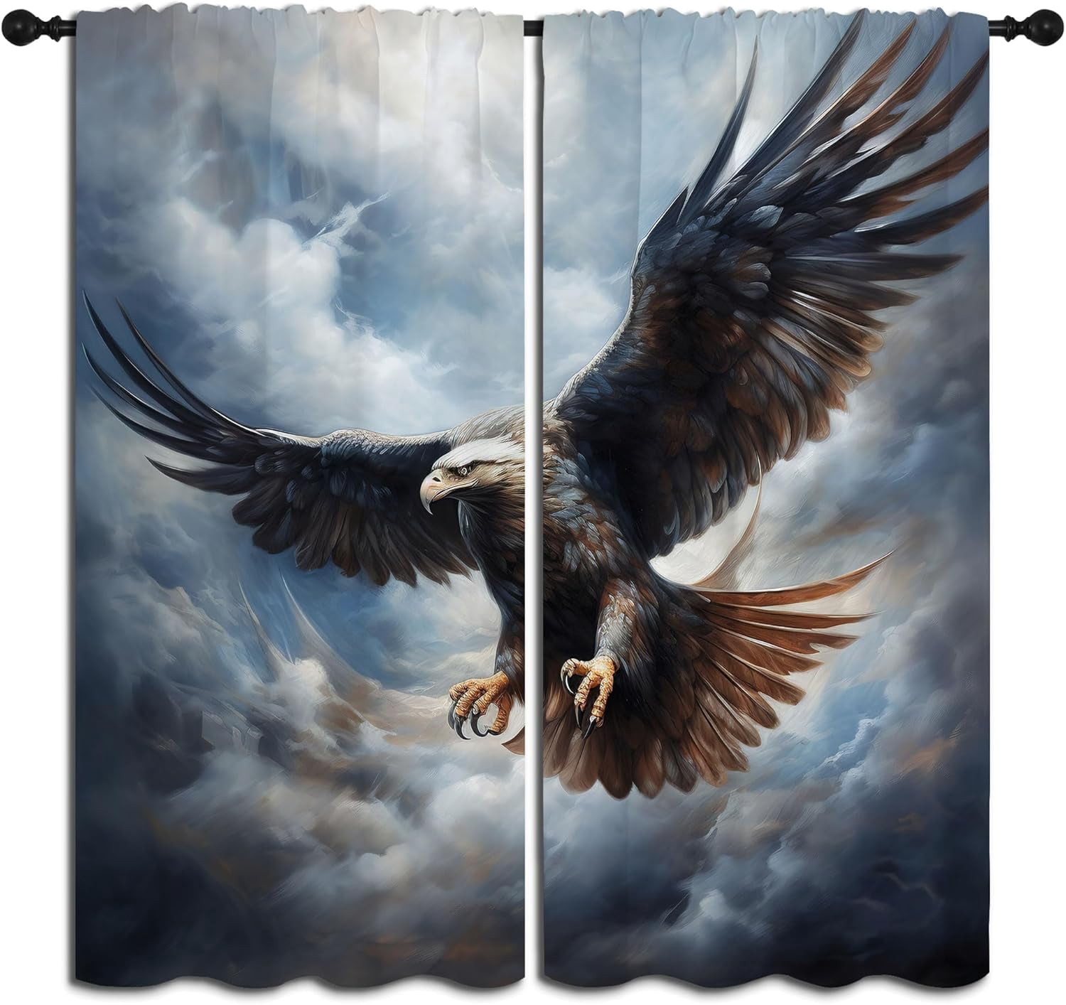 Bald Eagle Flag Blackout Curtains, Patriotic Animal Theme Thermal ...