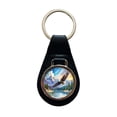 Bald Eagle Flying With Mountains Lake Watercolor Metal Black Leather ...