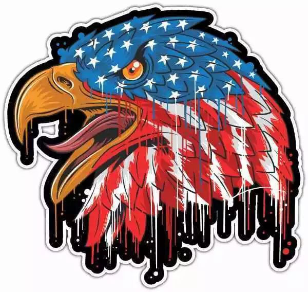 Bald Eagle Head Patriotic Usa Flag Bird Car Stickerphone Decal Water ...