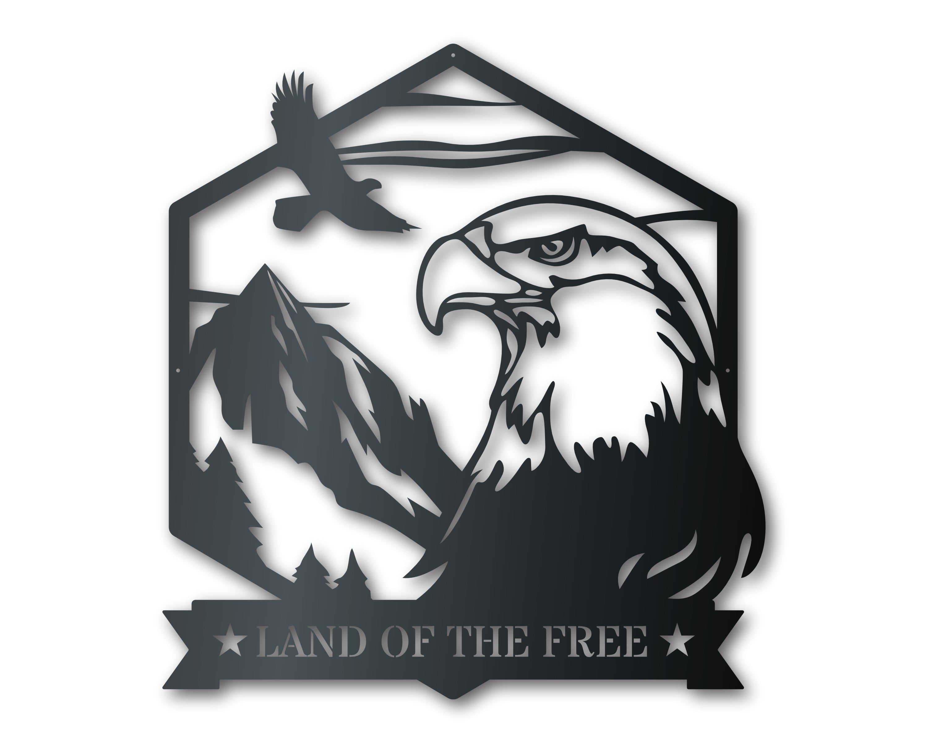 Bald Eagle Metal Sign | Patriotic Mountain Wall Art | Indoor Outdoor ...