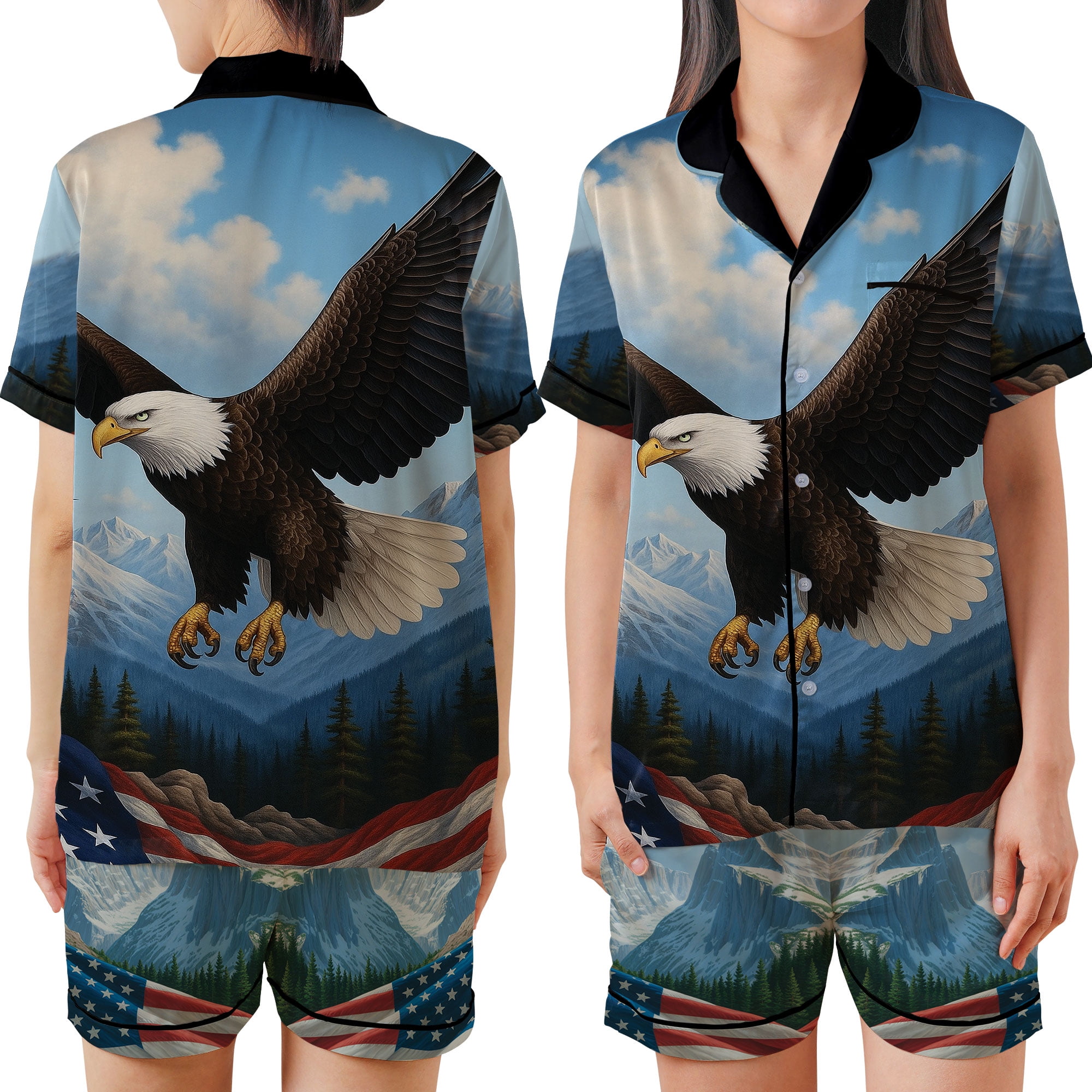 Bald Eagle Mountain Pajamas Set – Patriotic Nature-Inspired Sleepwear ...