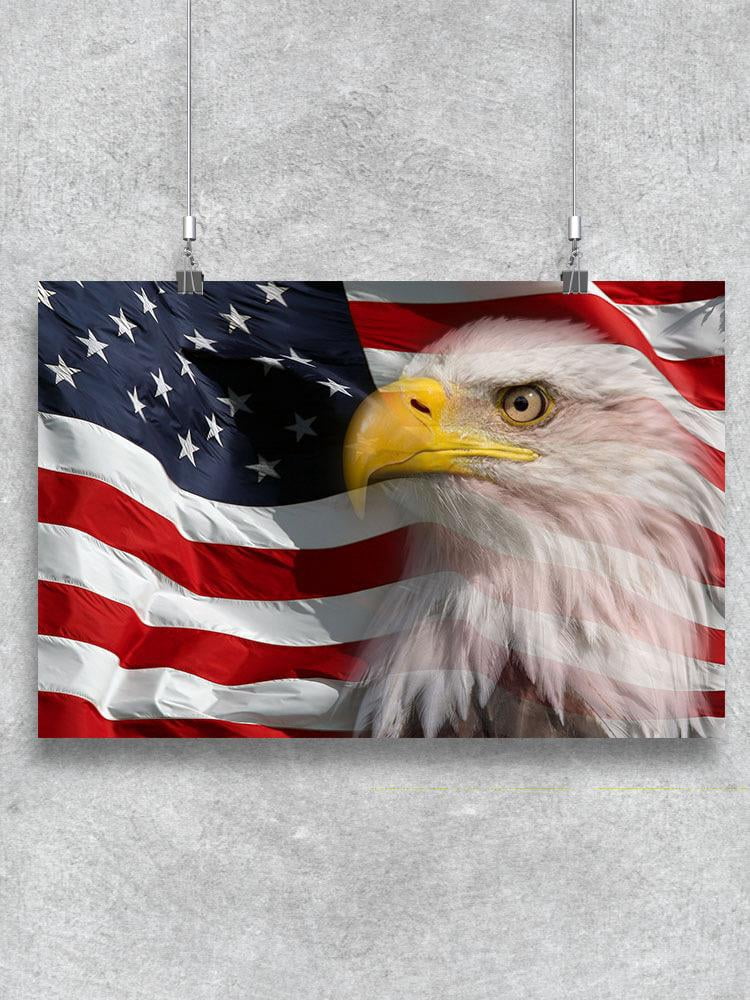 Bald Eagle On American Flag. Poster -Image by Shutterstock - Walmart.com