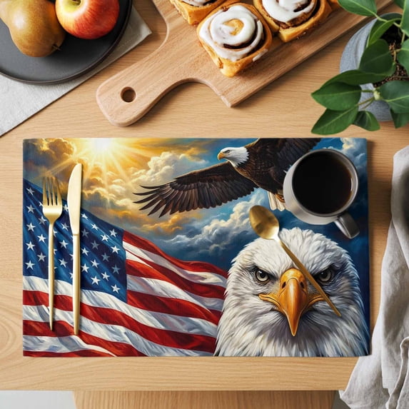 Bald Eagle Placemats Set of 8, Independence Day American Flag Patriotic ...
