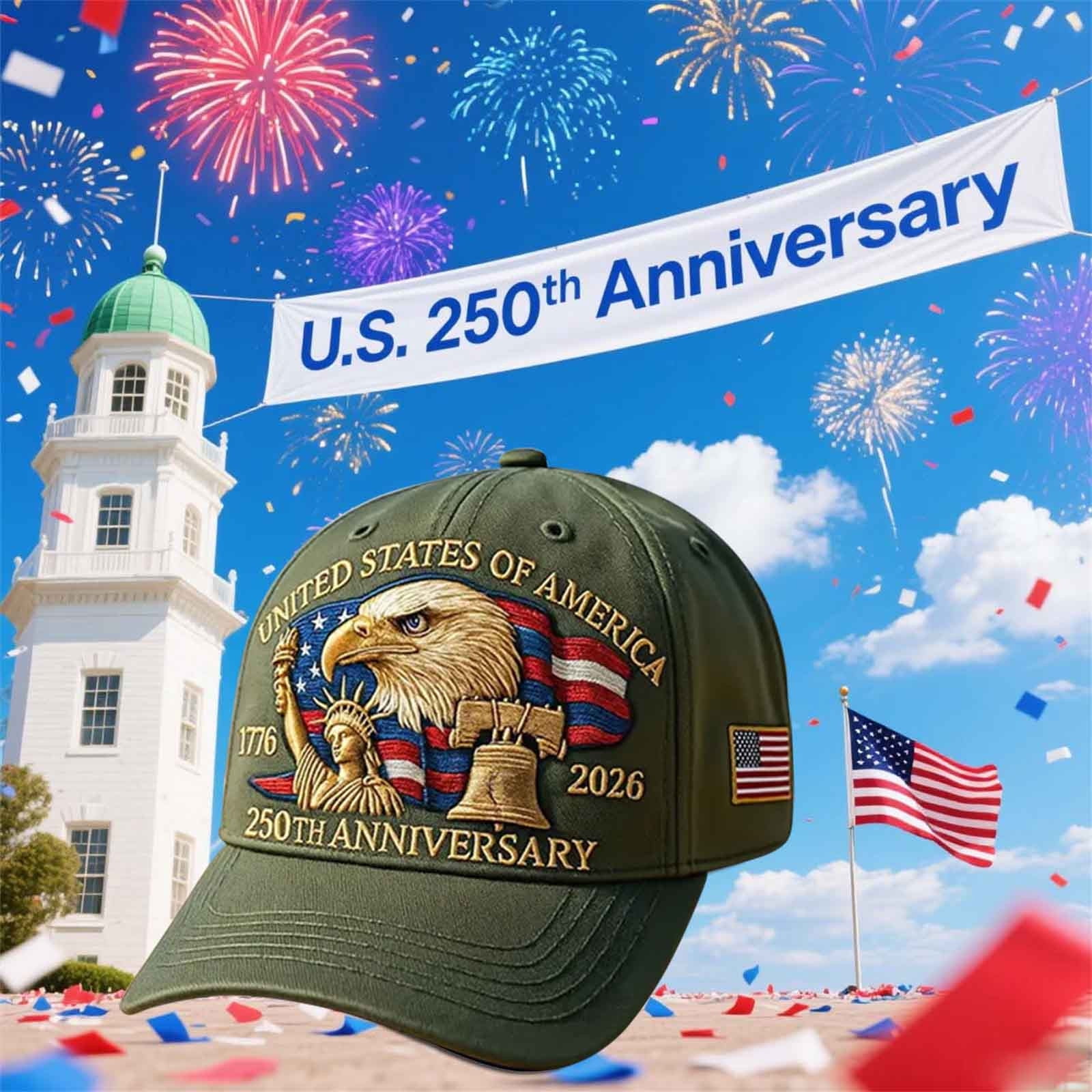 Bald Eagle Printed U.S. 250th Anniversary Cap, U.S. Marine Corps ...