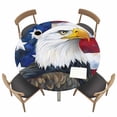 Bald Eagle Round Fitted Tablecloth with Elastic Edge American Flag ...