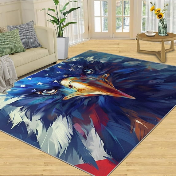 Bald Eagle Rug, American Flag Area Rug - Non-Slip Washable Rugs for ...